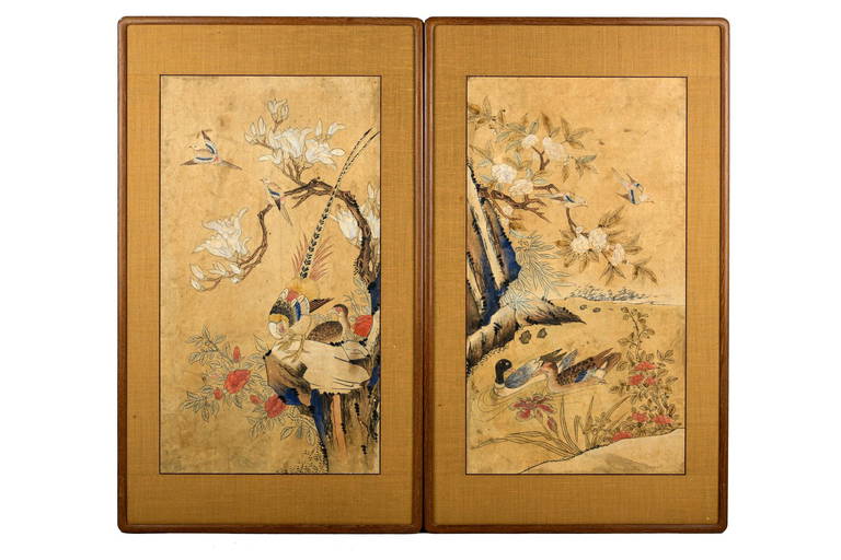 Pair Of Korean Scroll Panels