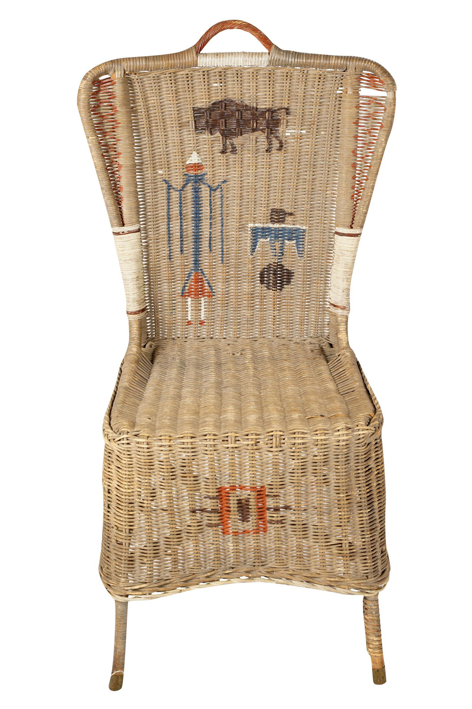 Native American Style Painted Wicker Chair