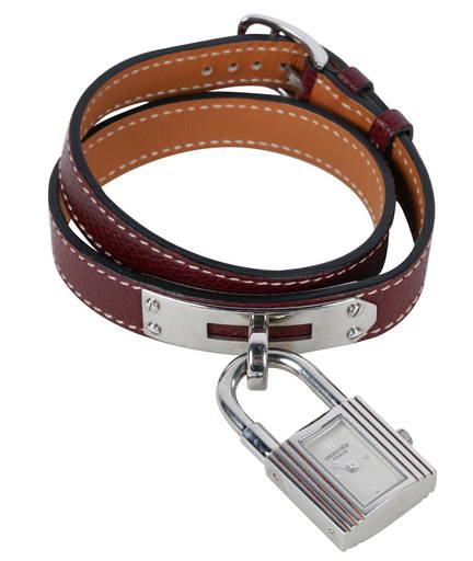 Hermes Kelly 'padlock' Stainless Steel & Leather Watch