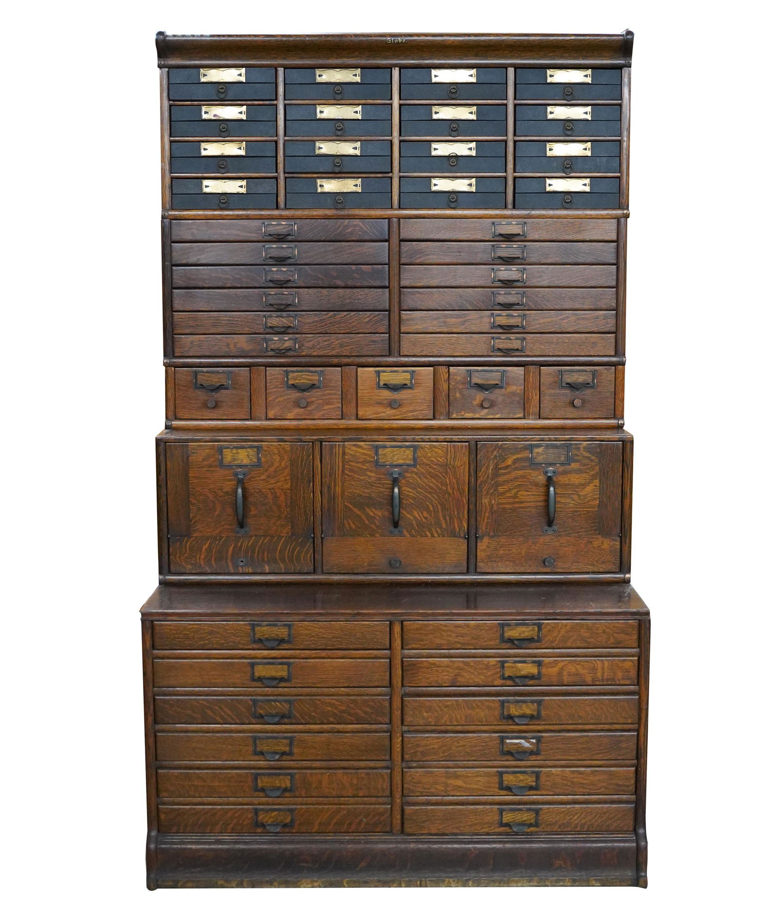 GLOBE OAK STACKING FILE CABINET | Barnebys