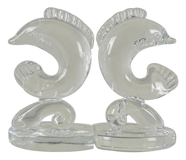 PAIR OF STEUBEN GLASS DOLPHIN BOOKENDS - Nov 18, 2021 | Abell Auction in CA