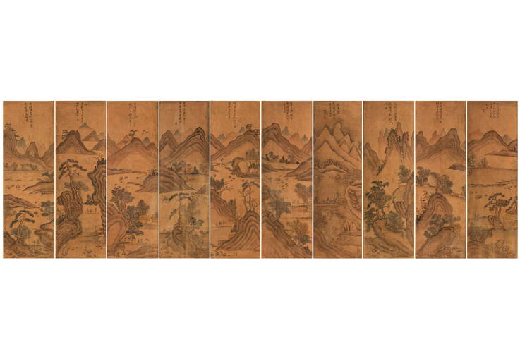 Set Of Ten Korean Scroll Paintings