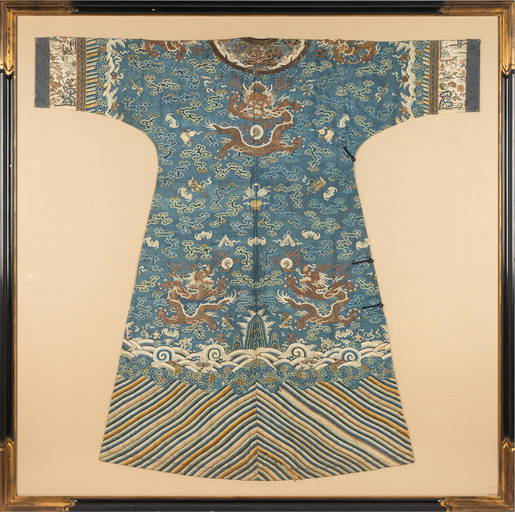 CHINESE EMBROIDERED BLUE KESI DRAGON ROBE - Mar 06, 2022 | Abell ...
