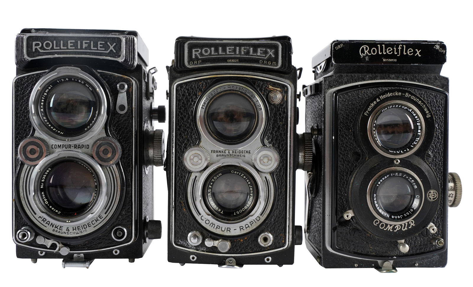 Three Rolleiflex Medium Format Cameras