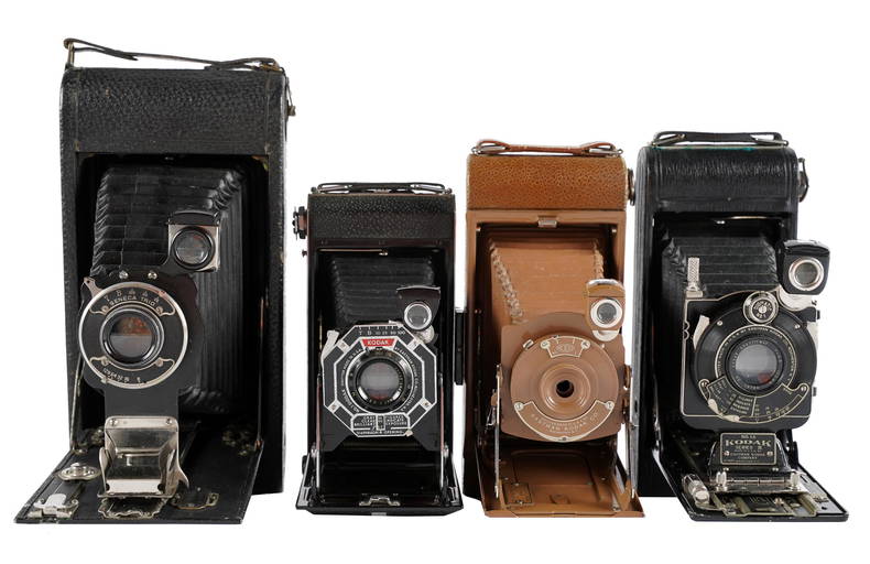 Four Vintage Fold Out Cameras
