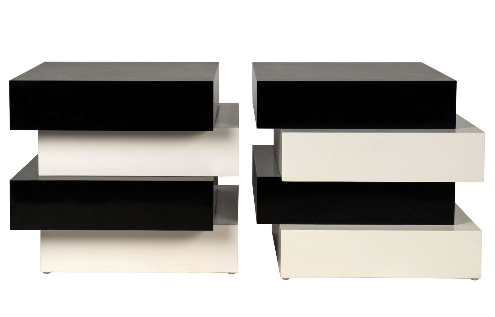 Pair Of "empilage" Two Tone Lacquered Side Tables