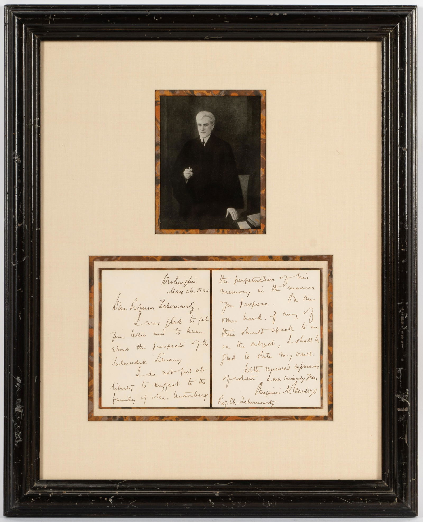 Supreme Court Justice Benjamin N. Cardozo Signed Letter