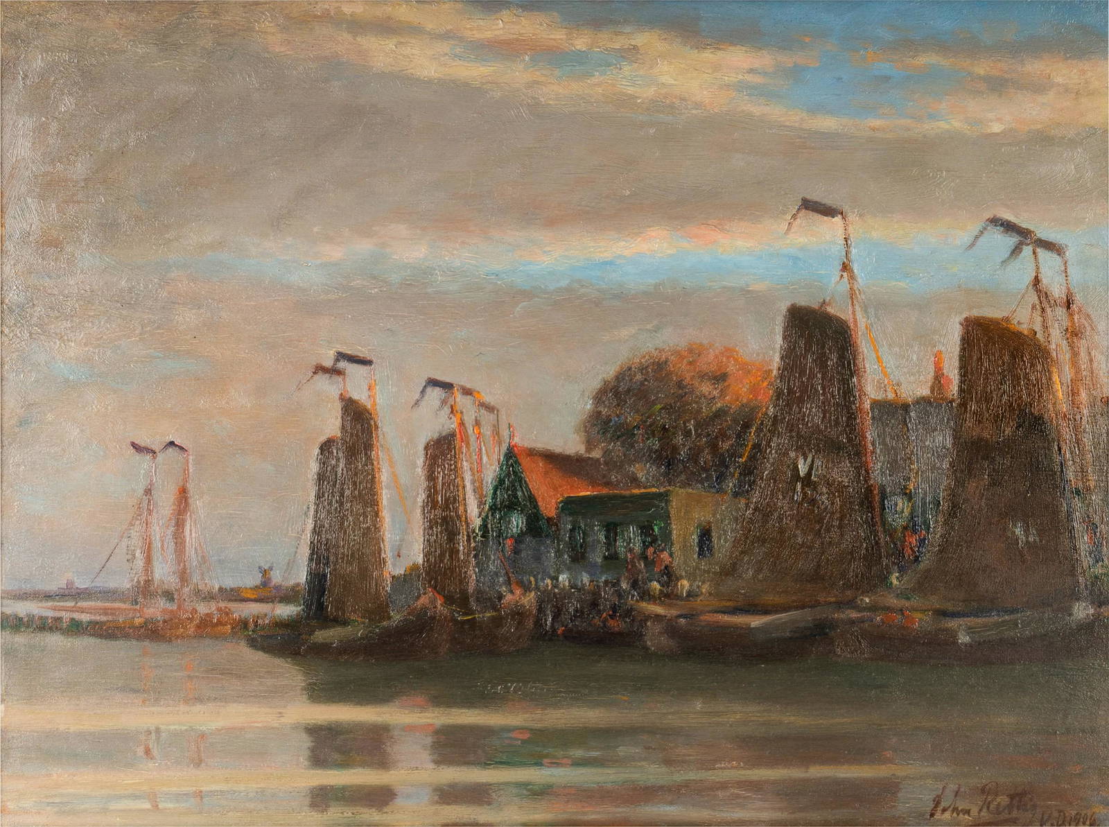John Rettig (1855-1932): Twilight In The Haven Auction