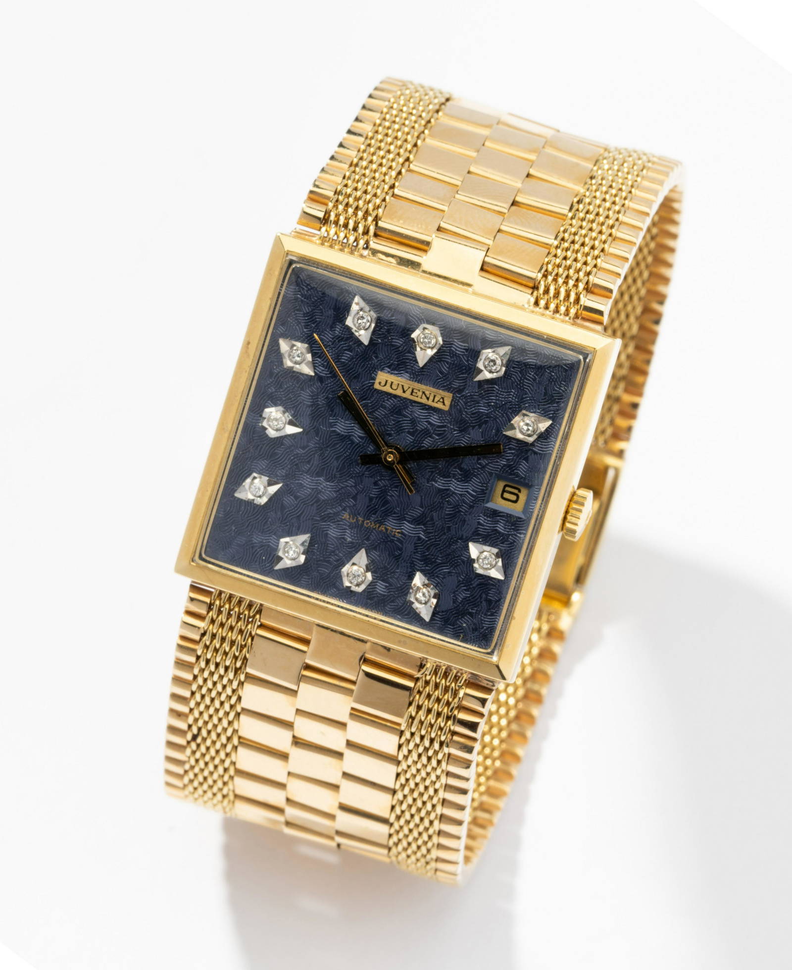 Juvenia 18 Karat Yellow Gold And Diamond Calendar Watch Auction