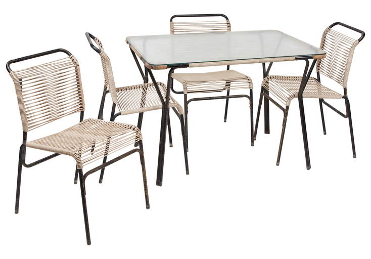 Vintage Tubular Metal Patio Dining Set