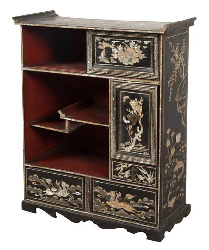 Korean Shell Inlaid Black Lacquer Cabinet