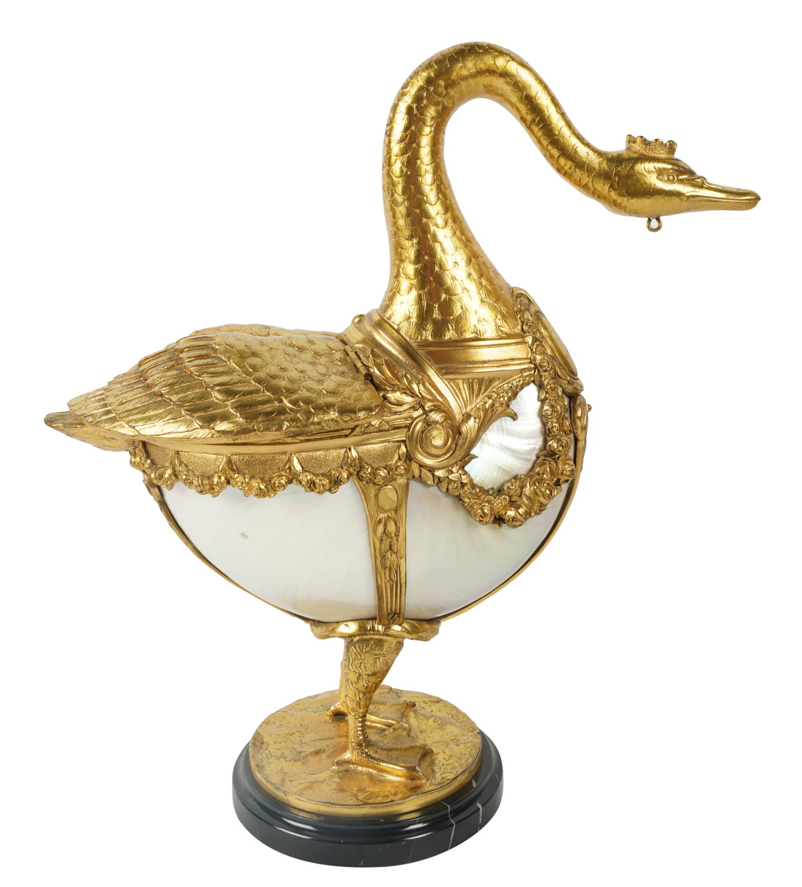 Gilt Metal-mounted Shell Swan-form Centerpiece Auction