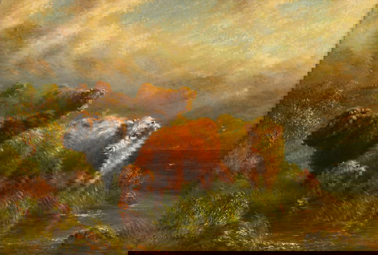 Cari E. Watson (19th/20th Century): Cows In A Landscape