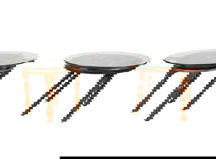 Two Wooden Ship's Wheel Tables