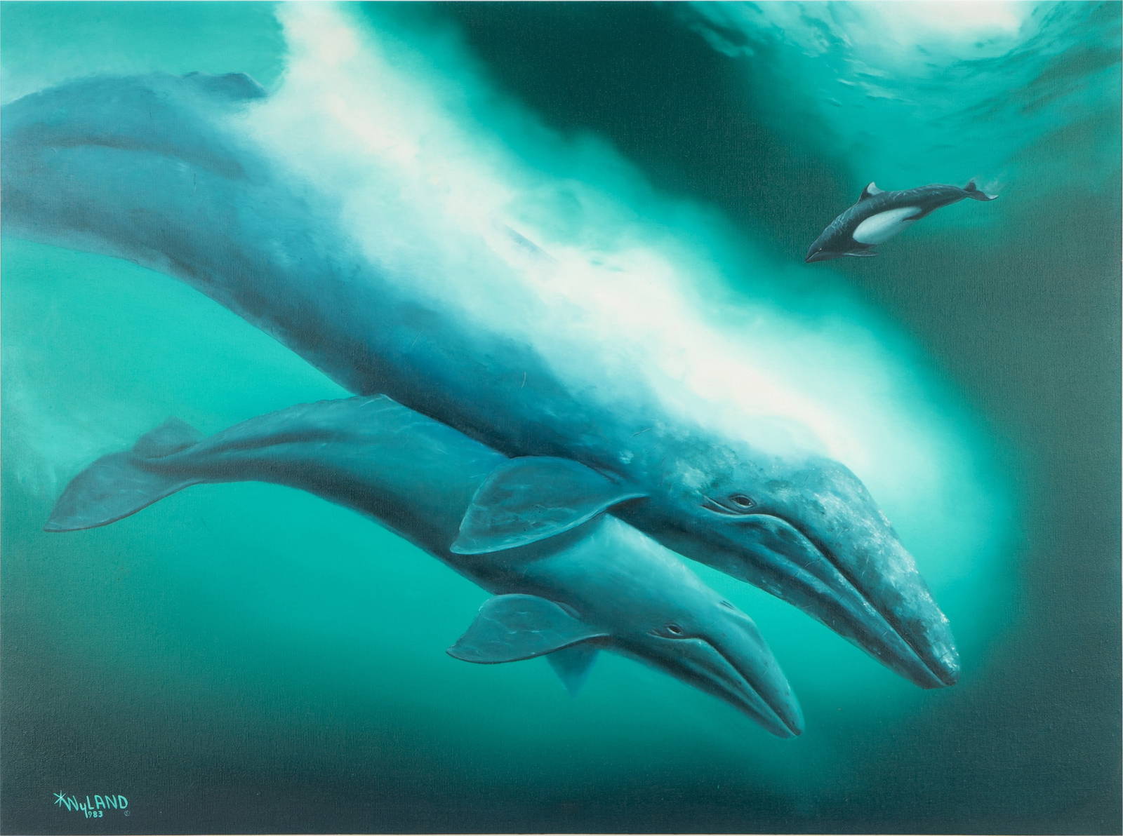 Robert Wyland (b. 1956): Three Whales Auction