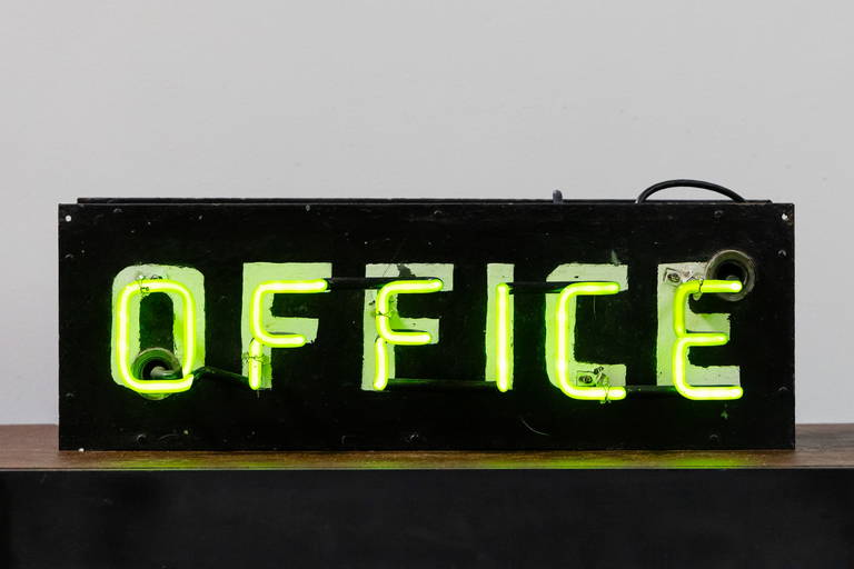 Neon Green Office Sign