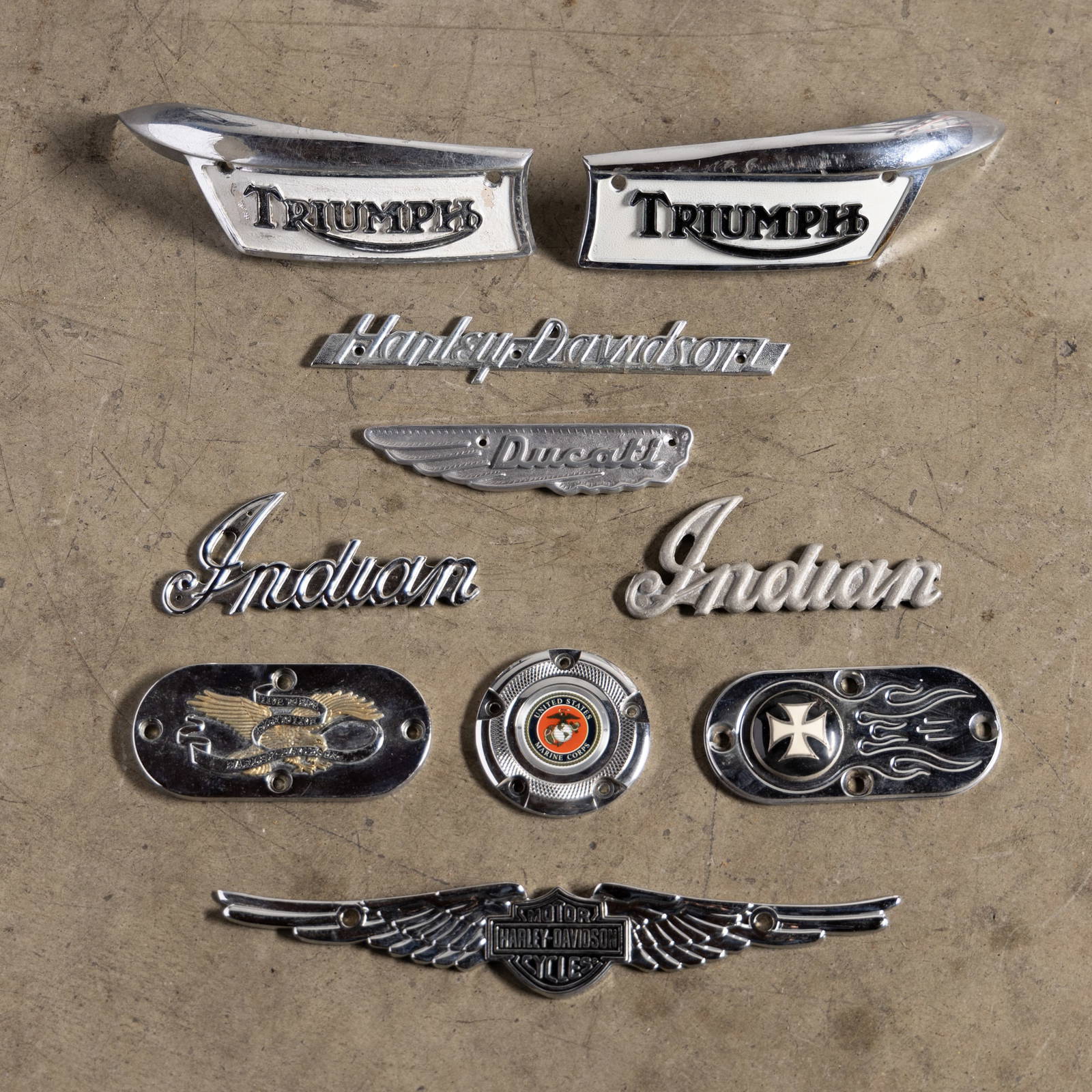 Collection Of Assorted Motorcycle Gas Tank Badge Emblems Auction