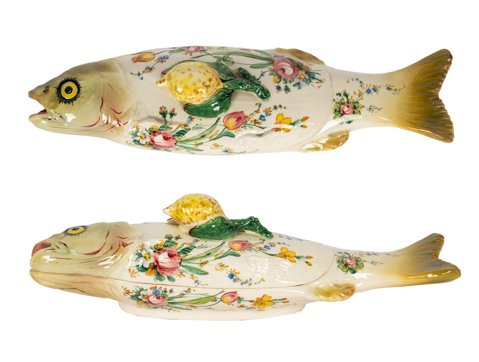 Italian Ceramic Fish-shaped Covered Serving Dish Auction