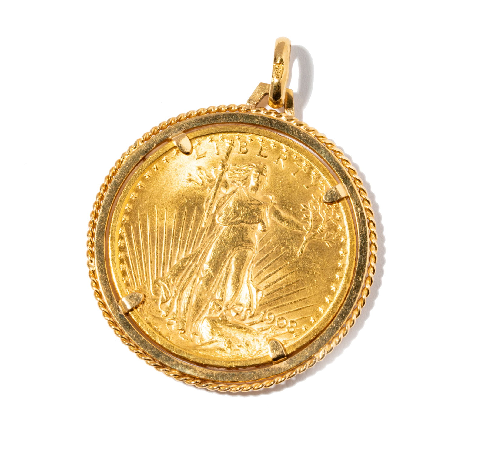 18 Karat Yellow Gold Coin Frame Pendant Auction