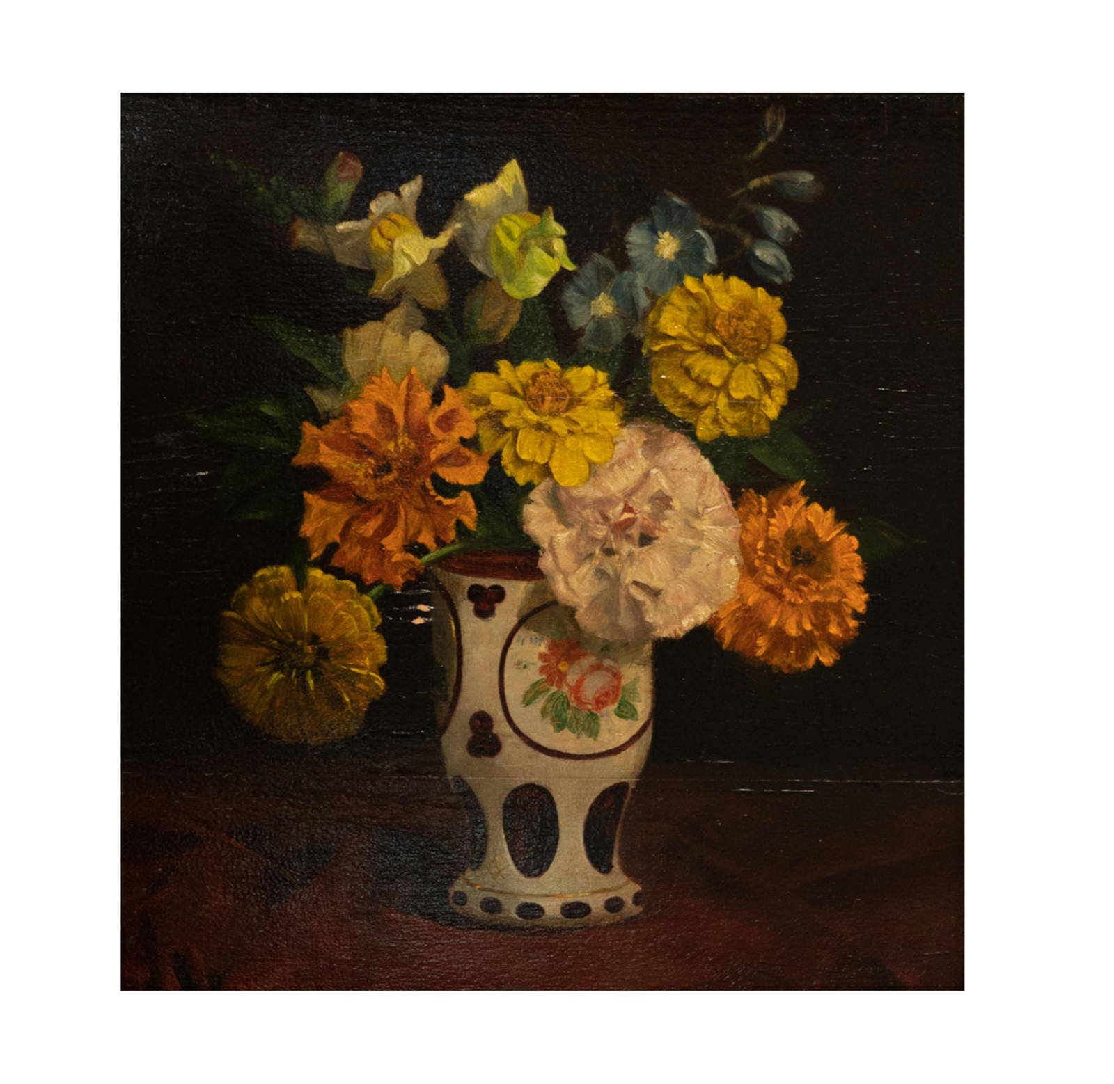 Joseph Jost (1888-1969); Floral Still Life With Enameled Glass Vase Auction