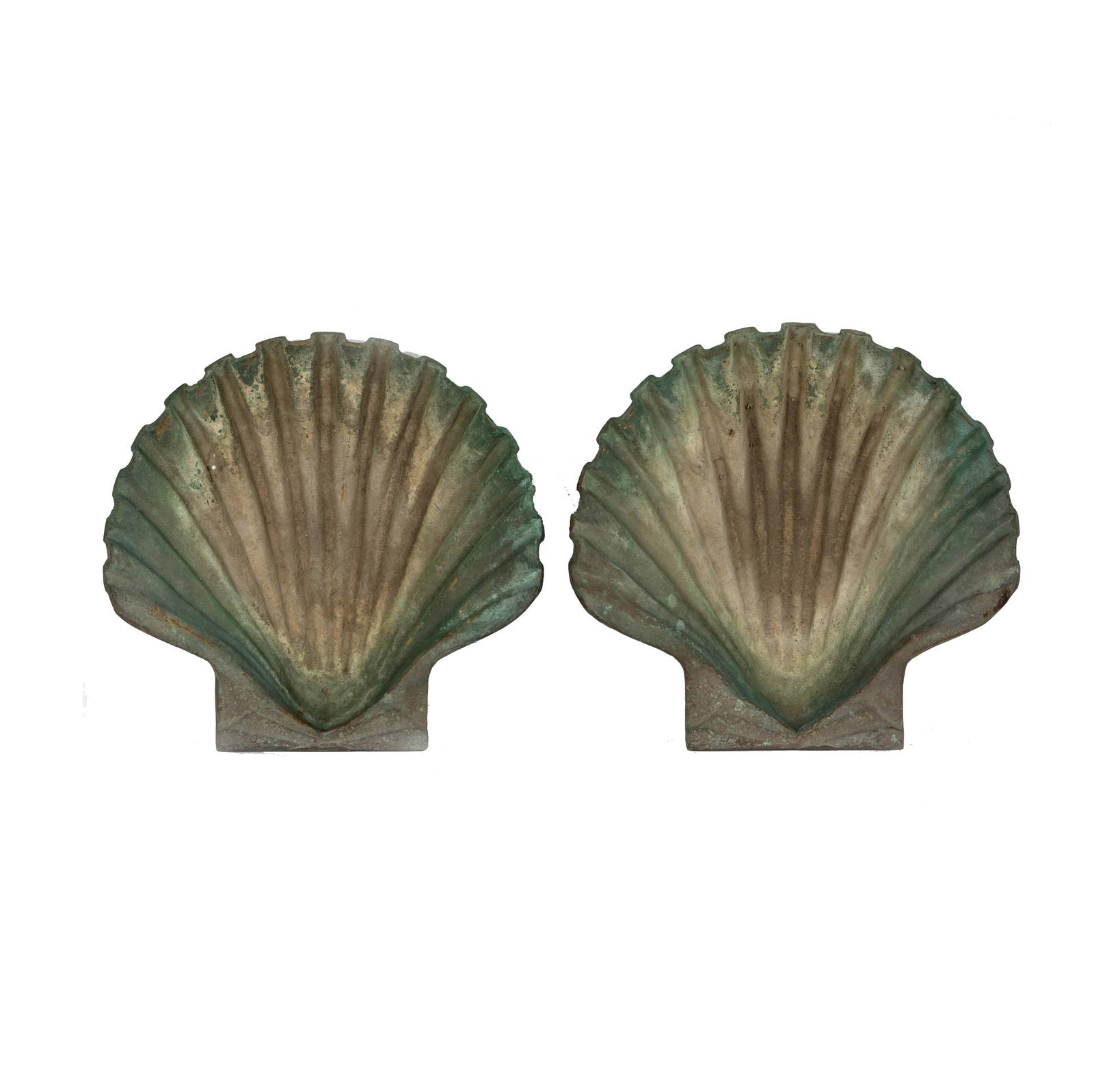 A Pair Of Large Bronze Scallop Shells Auction