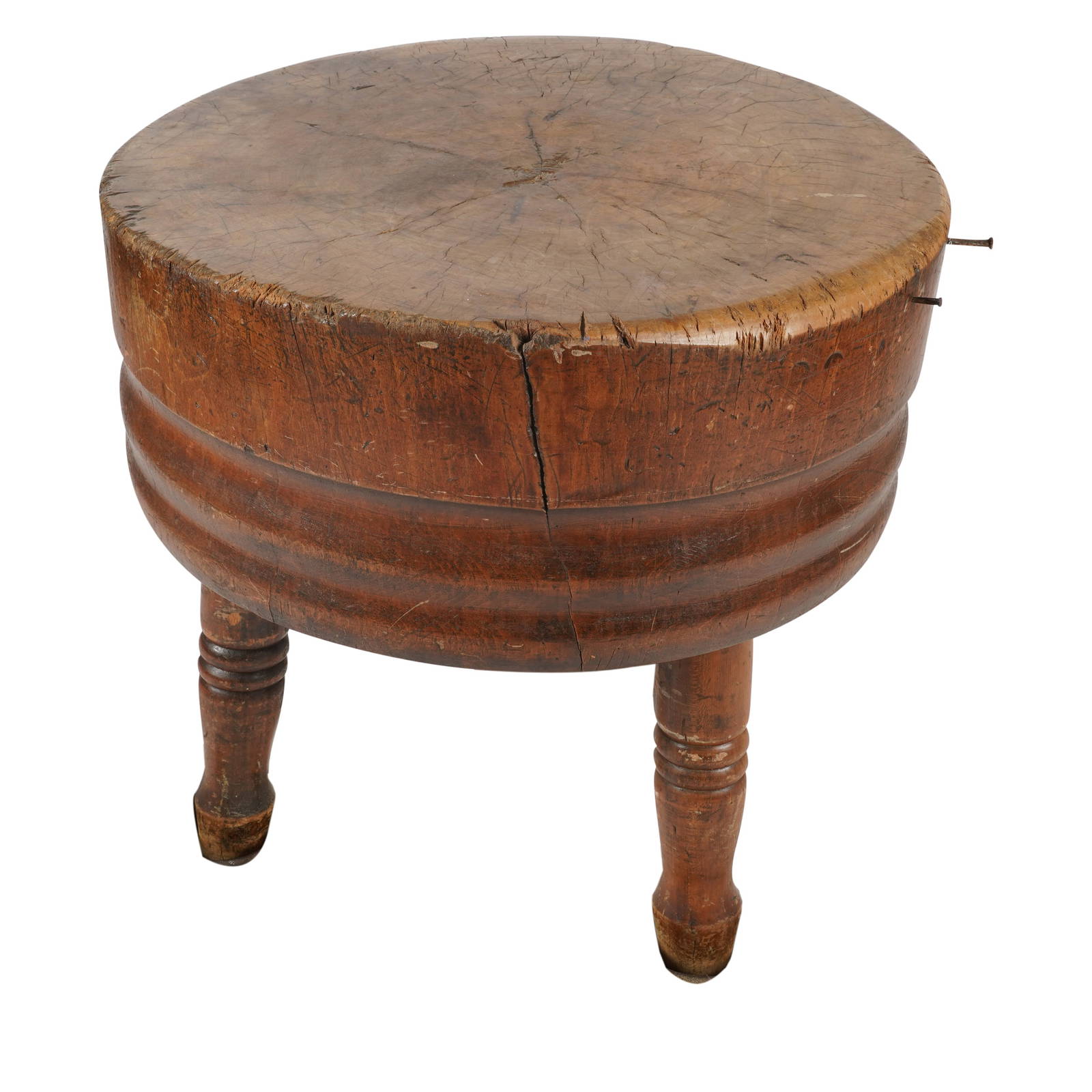 An Antique Round Butcher Block Auction