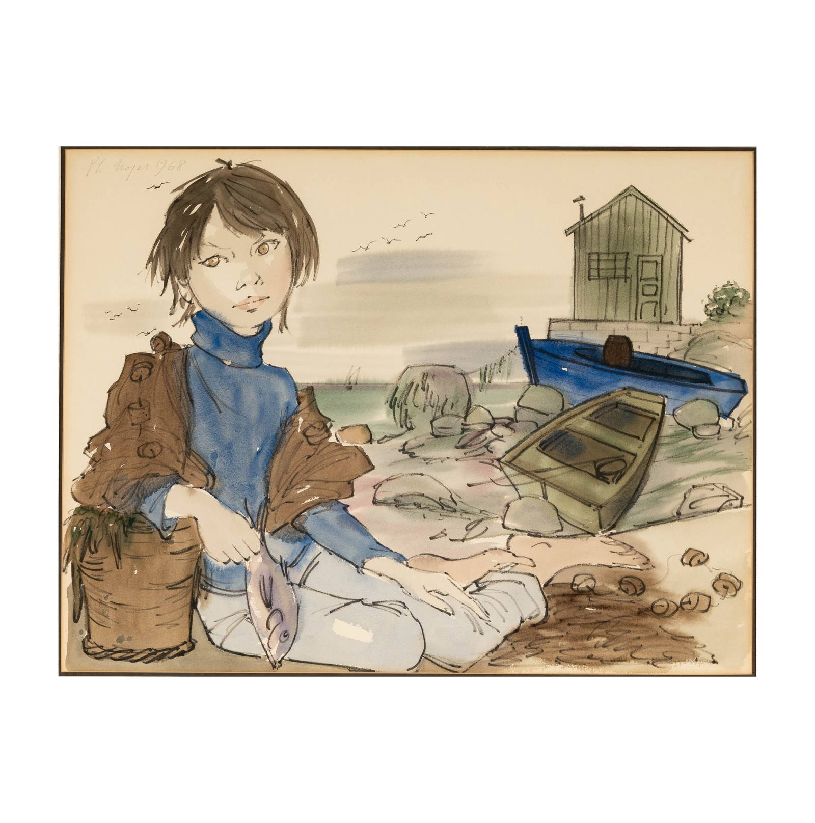 Philippe Henri Noyer, French 1917-1985, Girl With Fish Auction