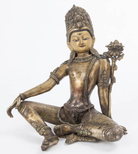 Gilt Bronze Seated Figure Of Indra