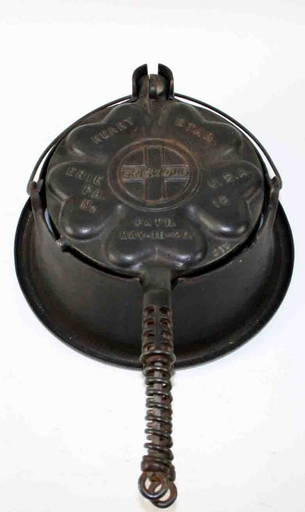 Griswold Cast Iron Waffle Iron & Base, Heart & Star