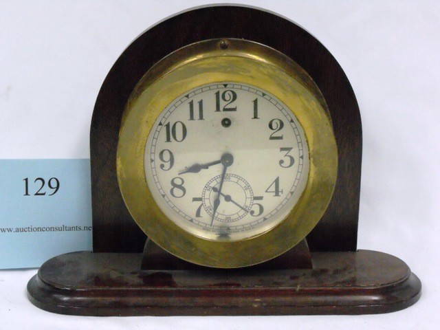 Seth Thomas Brass Engine Room Clock On Wood Mount,