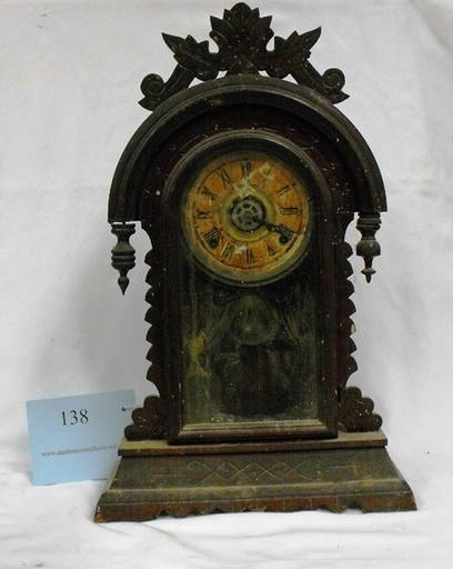 Popular Progress Wood Mantle Clock, Poor Condition