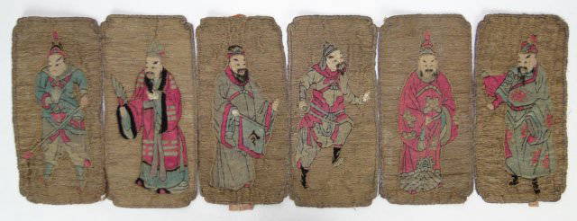 6 Antique Hand Embroidered Chinese Table Mats