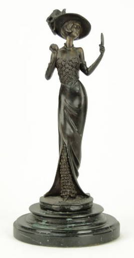 Art Deco Style Maneini Bronze Lady Figurine