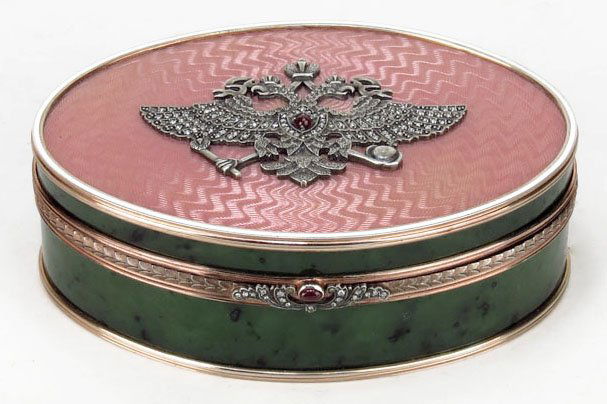 HEAVY VINTAGE RUSSIAN GUILLOCHE JEWELRY BOX