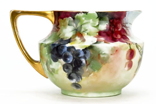 ANTIQUE HAND PAINTED LIMOGES CIDER PITCHER