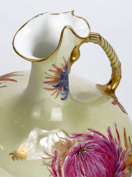 ANTIQUE CROWN DERBY HAND ENAMELED PITCHER : Lot 32
