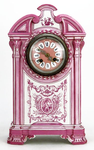 ANTIQUE GIEN FRENCH FAIENCE PORCELAIN CLOCK