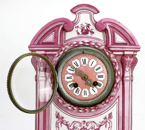 ANTIQUE GIEN FRENCH FAIENCE PORCELAIN CLOCK
