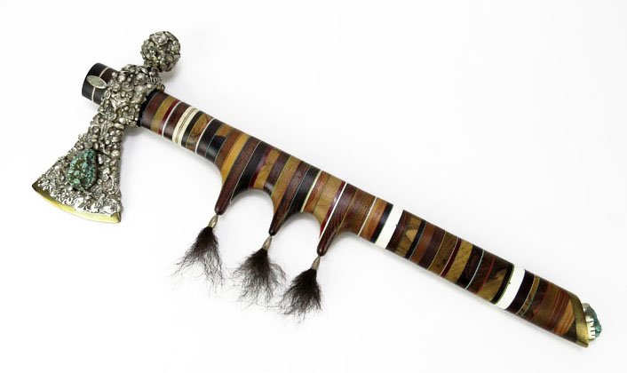 Large Native American Tomahawk With Multiple Wood