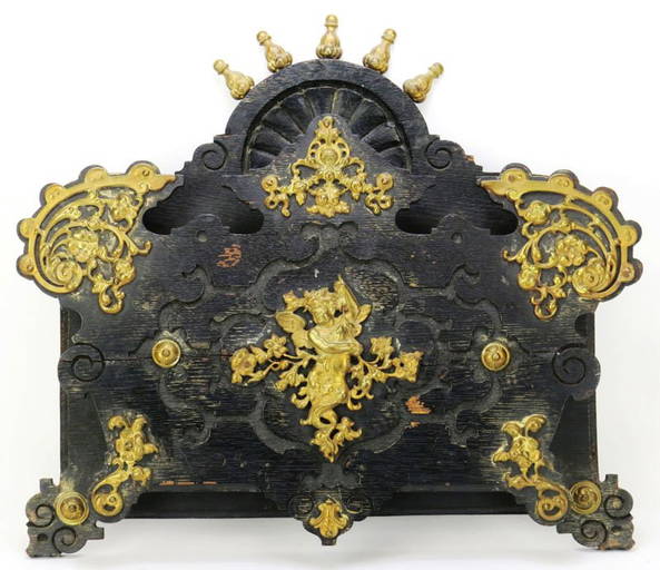 Antique Oak Victorian Letter Box With Bronze Accents.