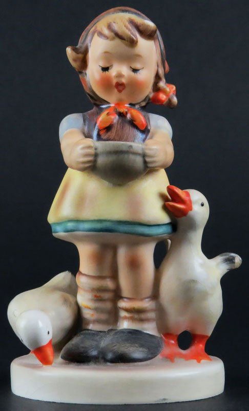 1940 Hummel Girl Feeding Ducks. Rough Spot By Wing,