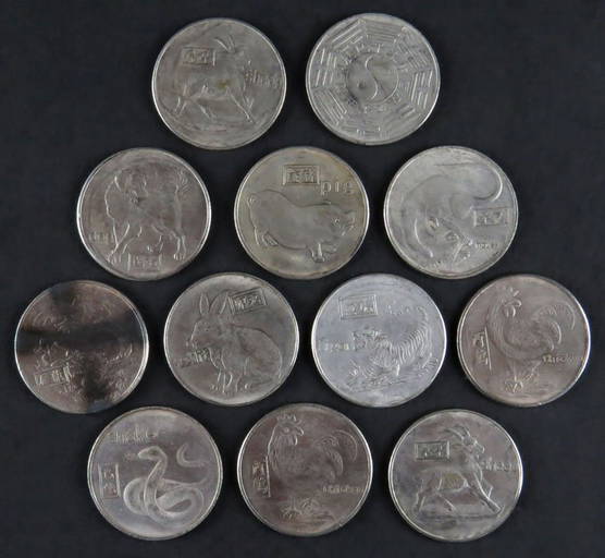 Twelve (12) Chinese Silver Color Tokens, "Coins" or - Mar 05, 2015 ...