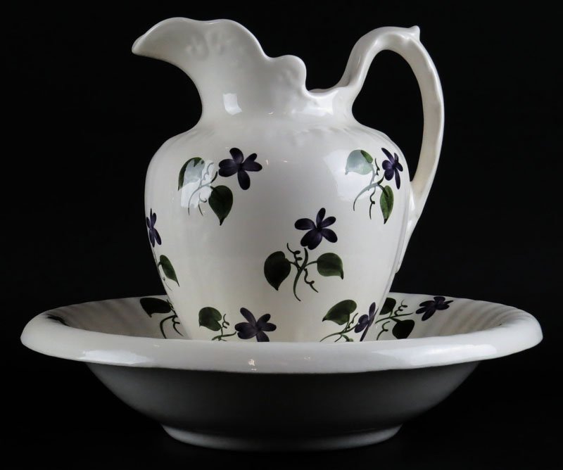 Stangl Ceramic Pitcher And Basin. Each Signed. Good
