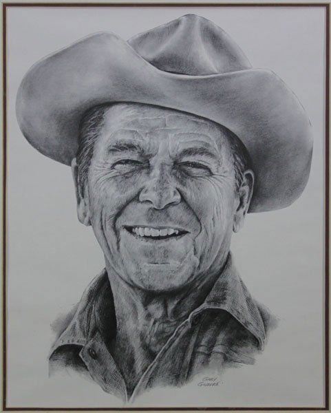 Gary Giuffre Print Of Ronald Reagan Pencil Signed Lower