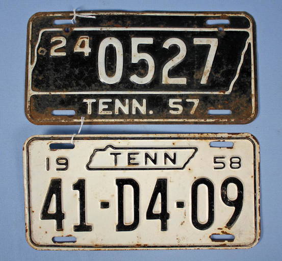 1957 &1958 Tennessee License Plates