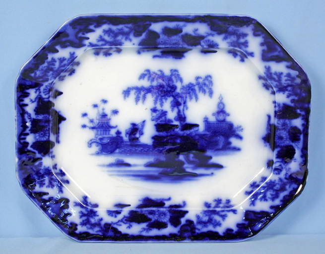 Antique J. & G. Alcock Flow Blue Platter, Scinde