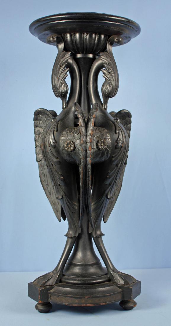 Aesthetic Movement Ebonized Carved Crane Pedestal