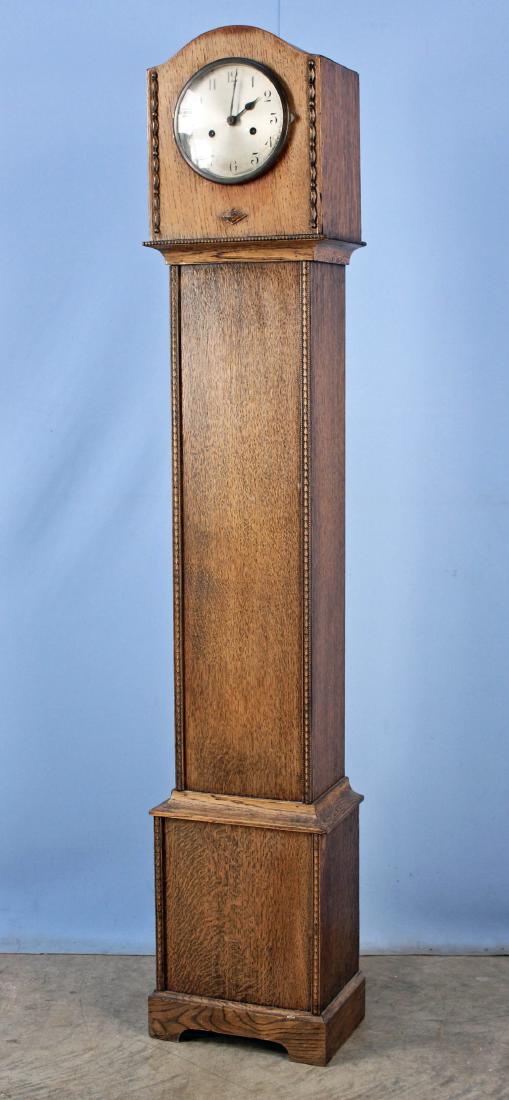 English Oak Grandmother Clock w/ Pendulum & Key