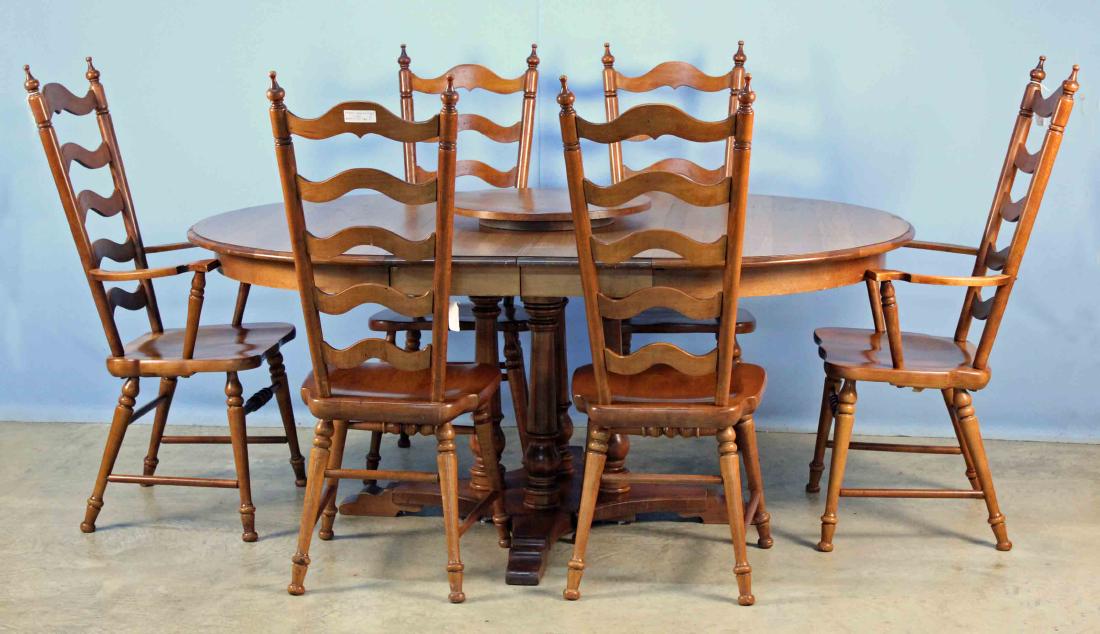 Tell City Solid Maple Table, 6 Chairs & Lazy Susan