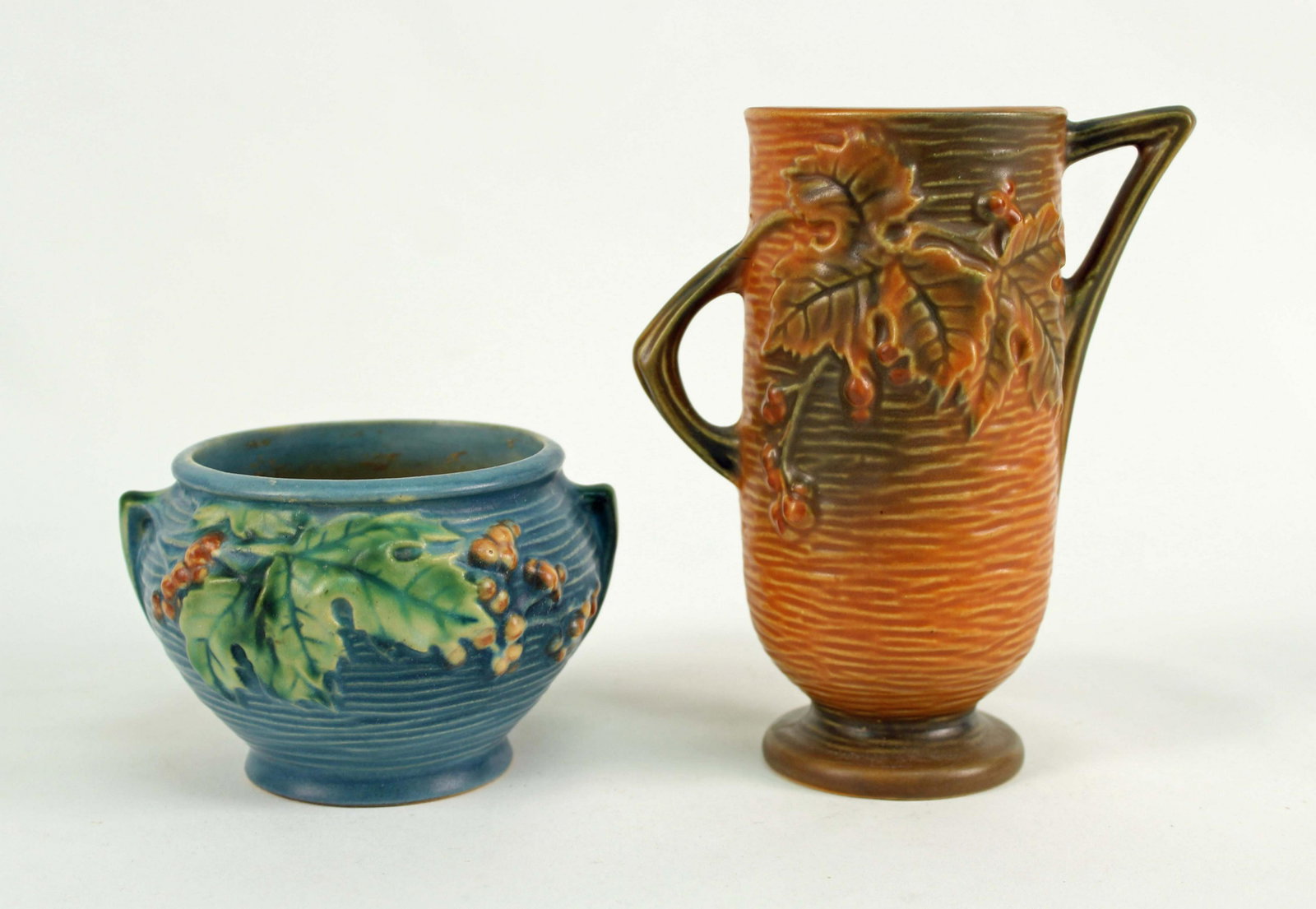 Two Pieces Of Roseville Pottery Bushberry Pattern
